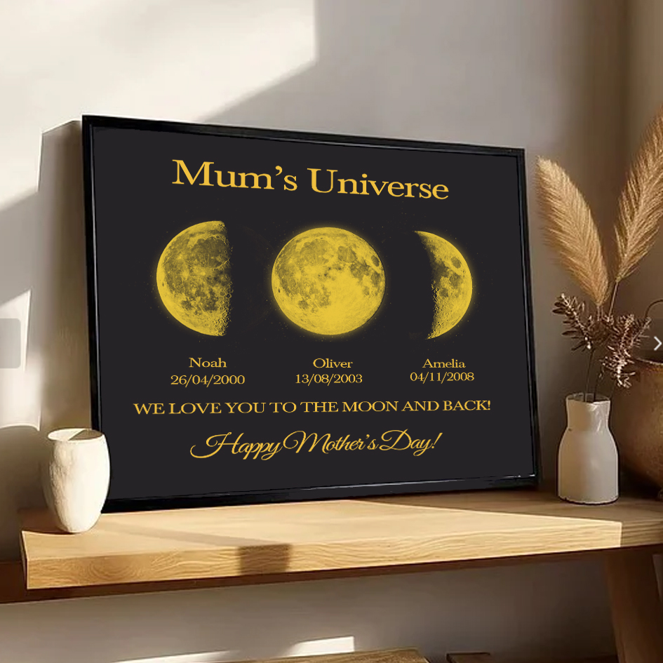 Mummy's Universe - Custom Moon Phase Frame With Text & Date - For ...