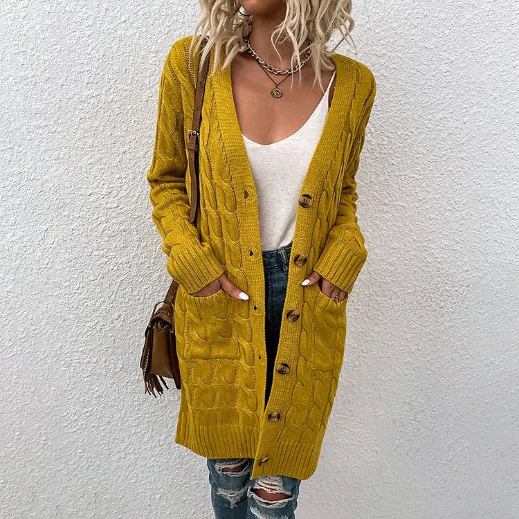 Long Twist Button Cardigan