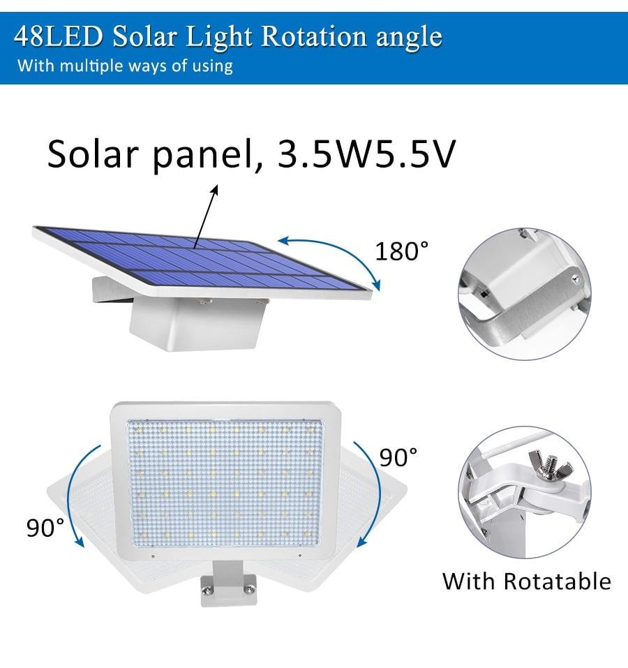 48 leds Solar Light Super Bright Adjustable Lighting Angle Outdoor ...