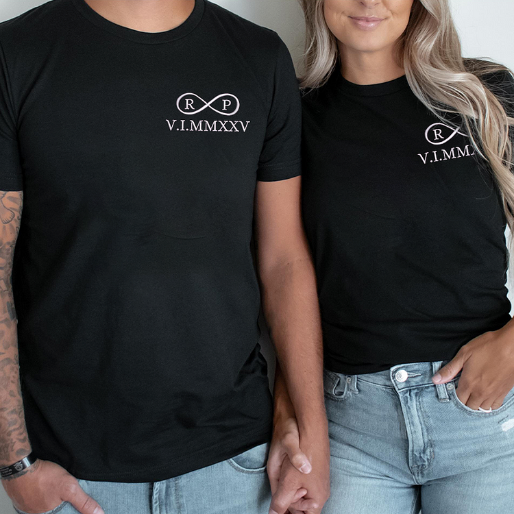 Custom Embroidered Infinity Shirts for Couples Roman Numerals Shirts ...