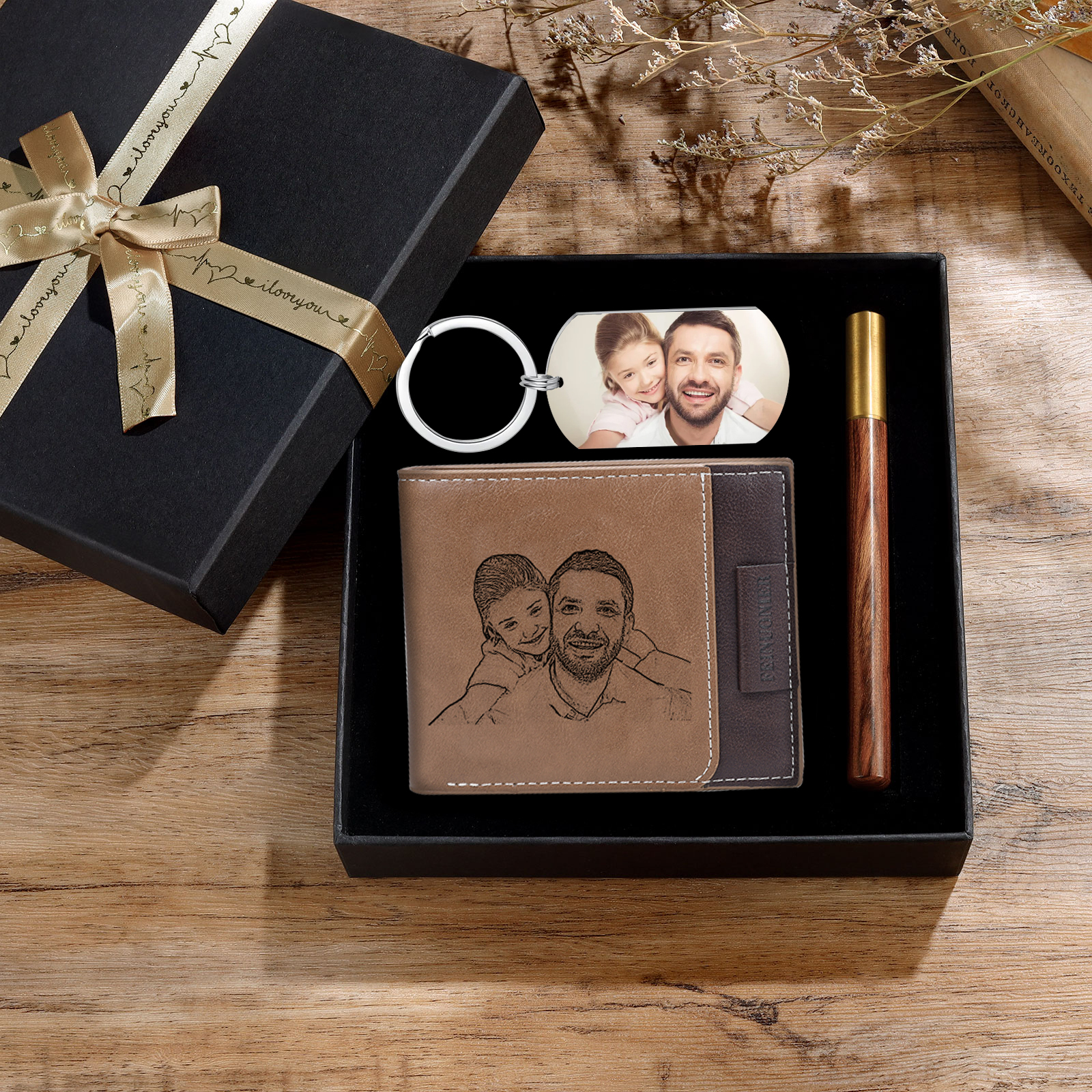 Coffret Cadeau 3PCS - Portefeuille classique Porte-Clés et Stylo 2 ...