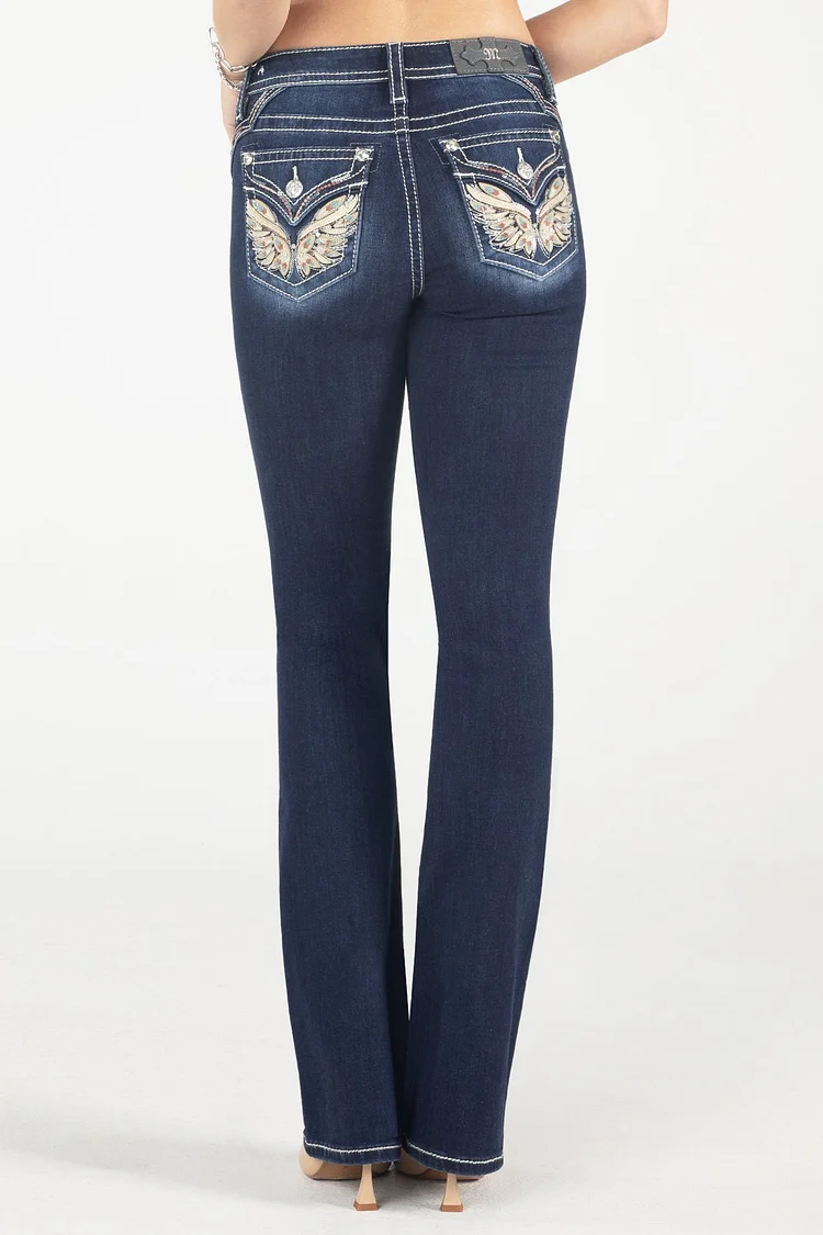 Berry and Gold Bootcut Jeans