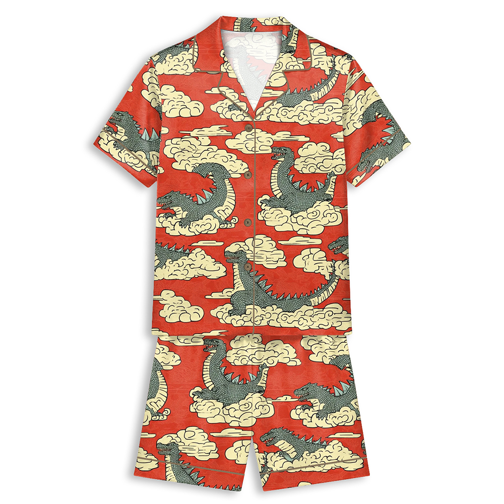 Tokyover Godzilla Amidst Traditional Japanese Clouds Unisex Short ...