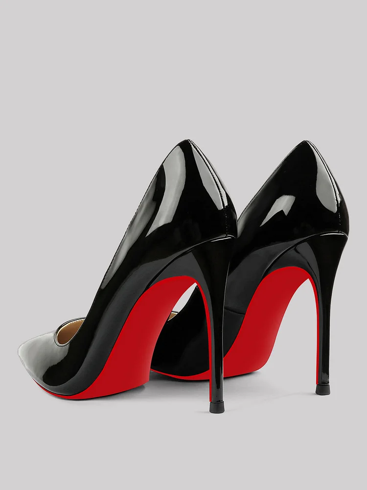 100mm Women's Classic Stiletto High Heels Pointed Toe Red Bottoms Shoes ...
