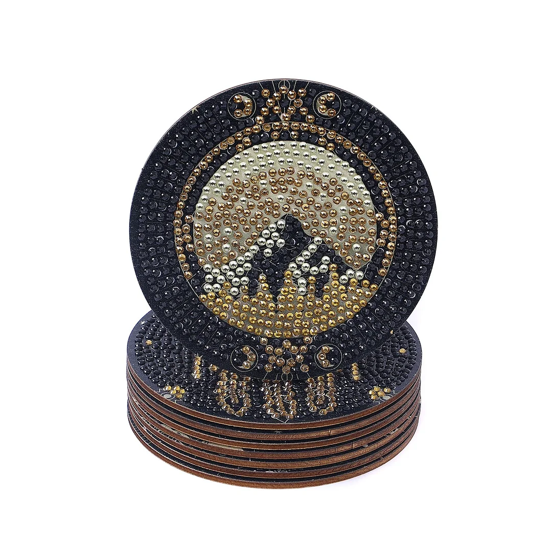 8 pcs set DIY Special Shaped Diamond Painting Coaster | Black