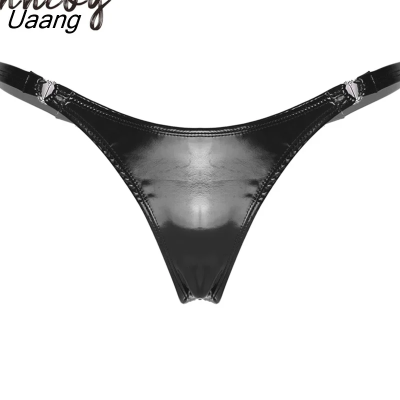 Uaang Women Sexy Latex Pvc Leather G String Panties Briefs Underwear