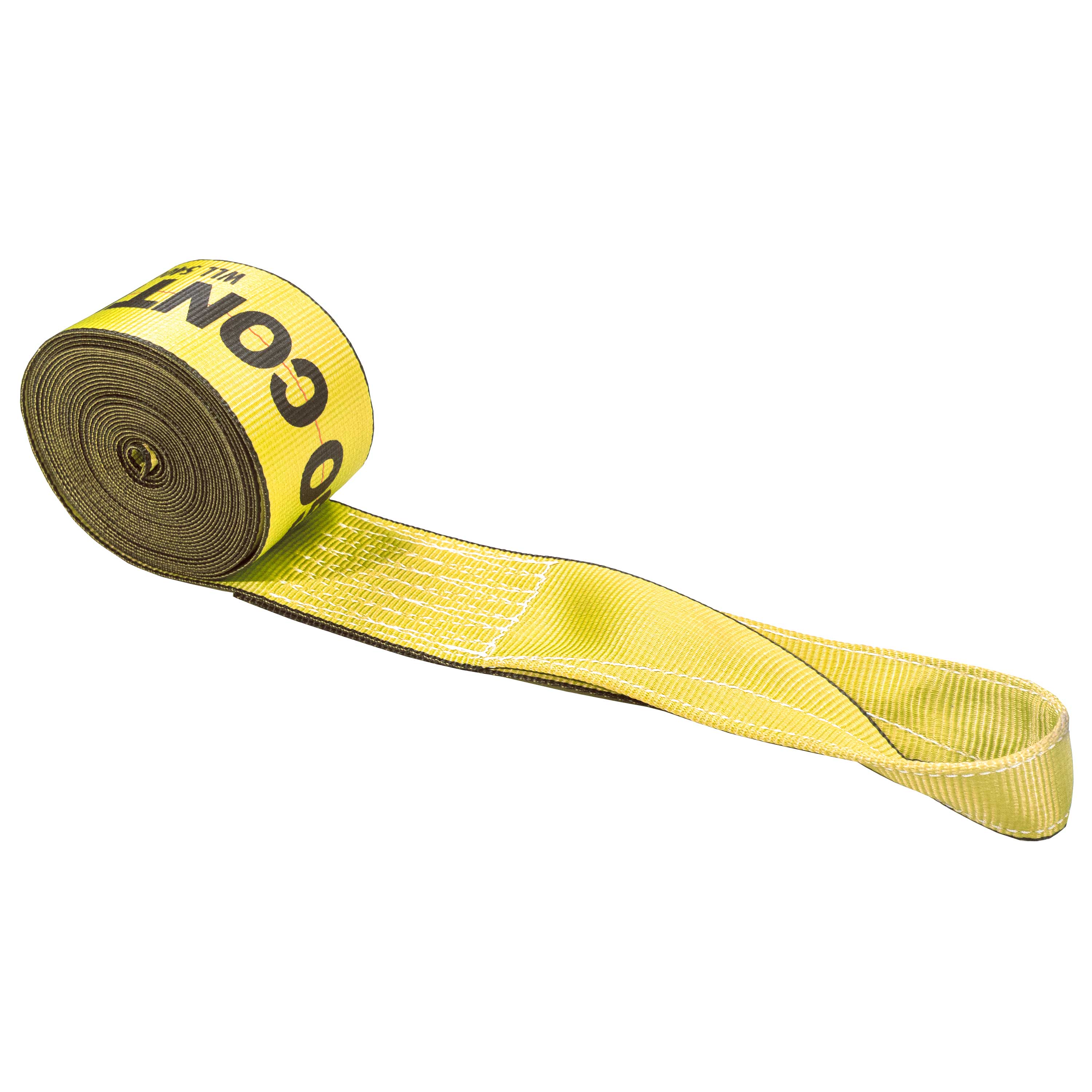4" x 30' Winch Strap with Twisted Sewn Loop | Yellow