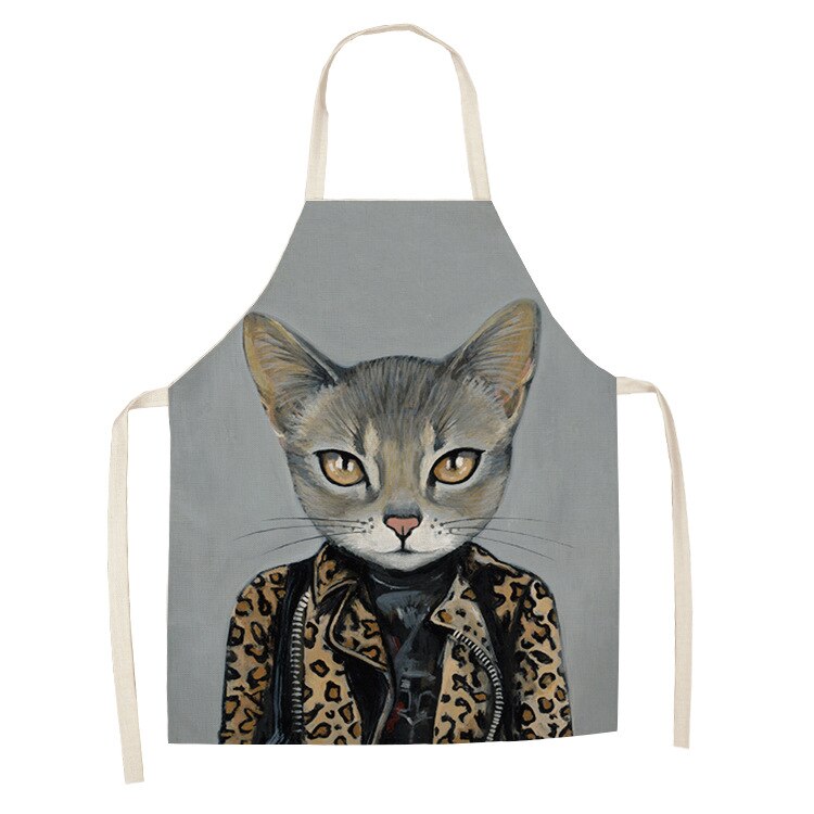 Linen Kitchen Apron - Cat