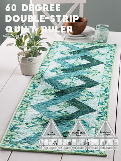 60 Degree Double-Strip Quilt Ruler - Include Instructions + Template