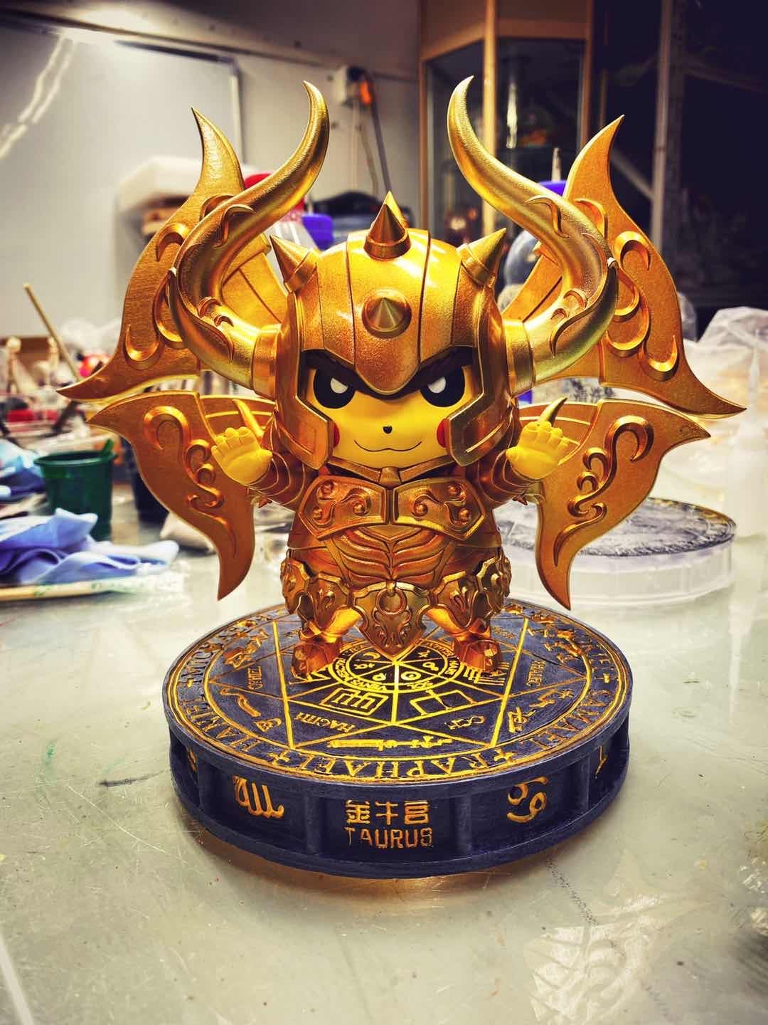 Taurus Aldebaran Cosplay Pikachu - Saint Seiya Pokemon Resin Statue ...