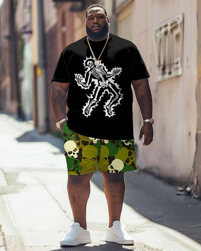 Electric Shock Skull Print Large Men's Suit