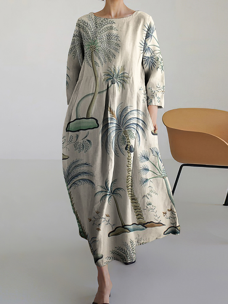 Casual Resort Palm Tree Print Women'S Dress
