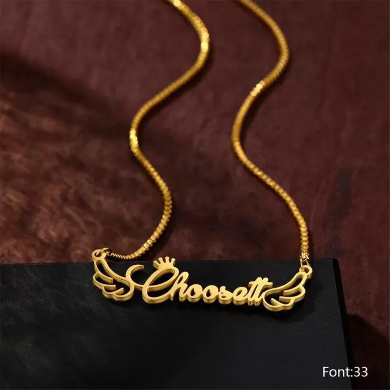 Crown Angel Name Necklace