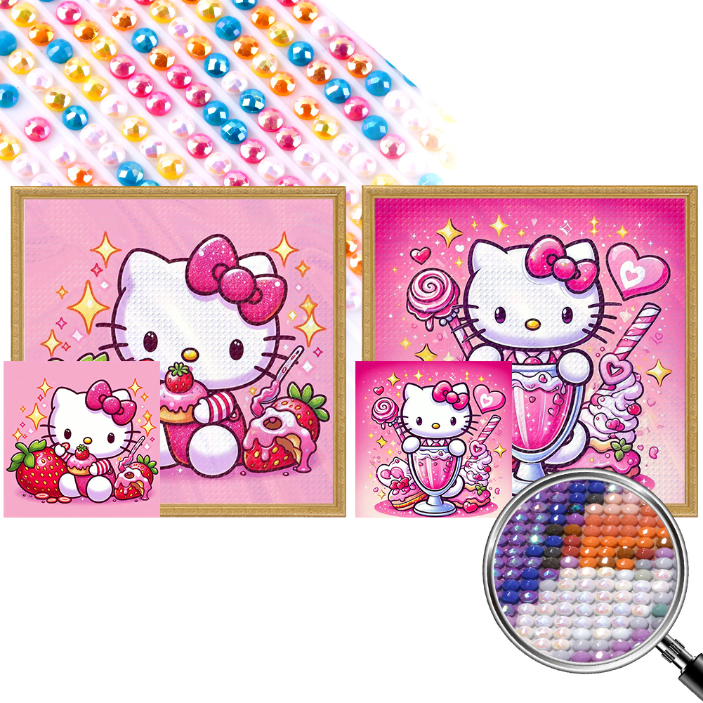 Partial AB Drill - Full Round Diamond Painting - Hello Kitty 30*30CM