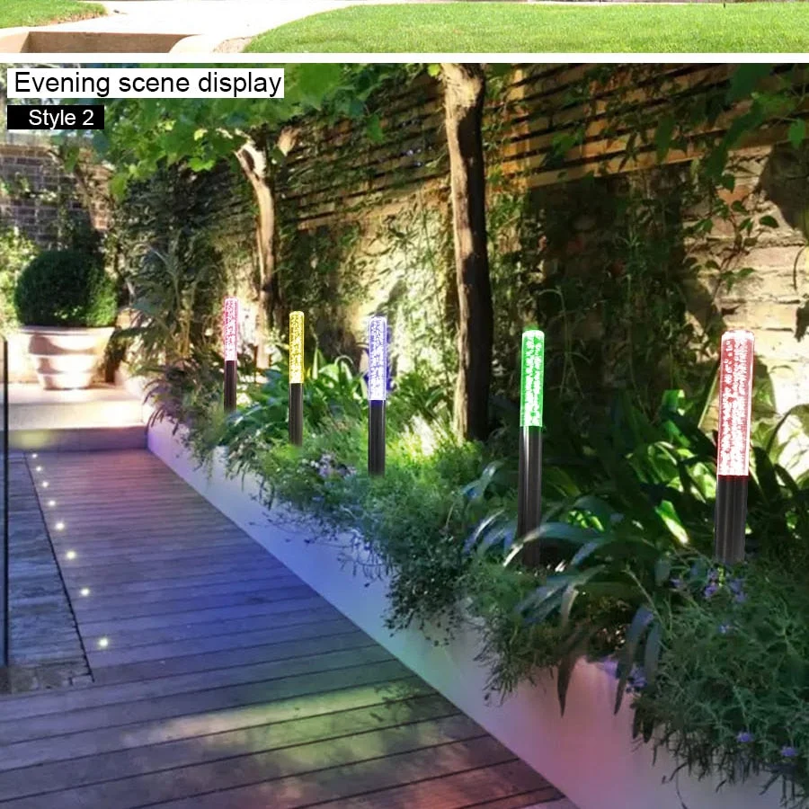 Solar Power Tube Lights Lamps Acrylic Bubble Pathway Lawn Landscape ...