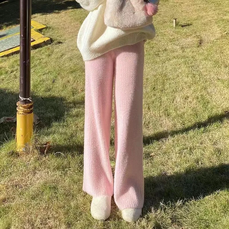 MINK FLEECE HIGH WAIST KNIT PANTS