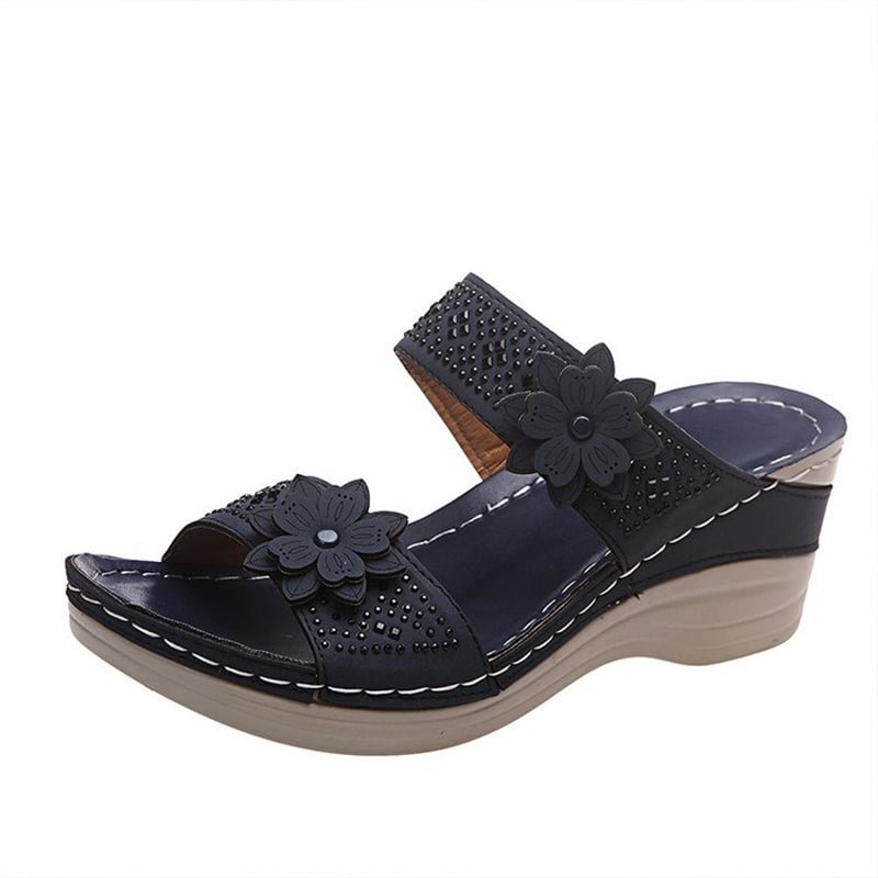 Zekear Shoes Women Casual Shoes Vintage Flower Fish Mouth Sandals