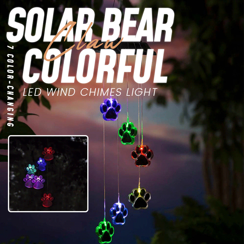 Solar cat paw Colorful LED Wind Chimes Light