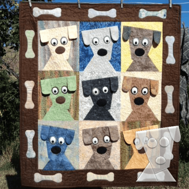 DIY Cute Dazed Puppy Quilt Template Set-With Instructions