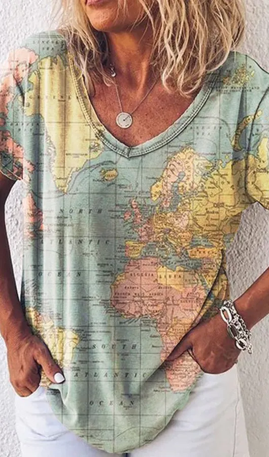 Map Pattern T shirt