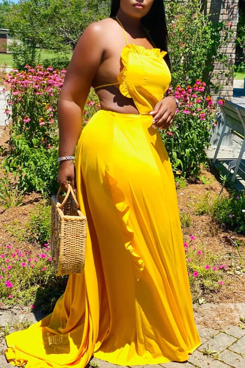 Sexy Vacation Backless Stringy Selvedge Sling Dress Dresses