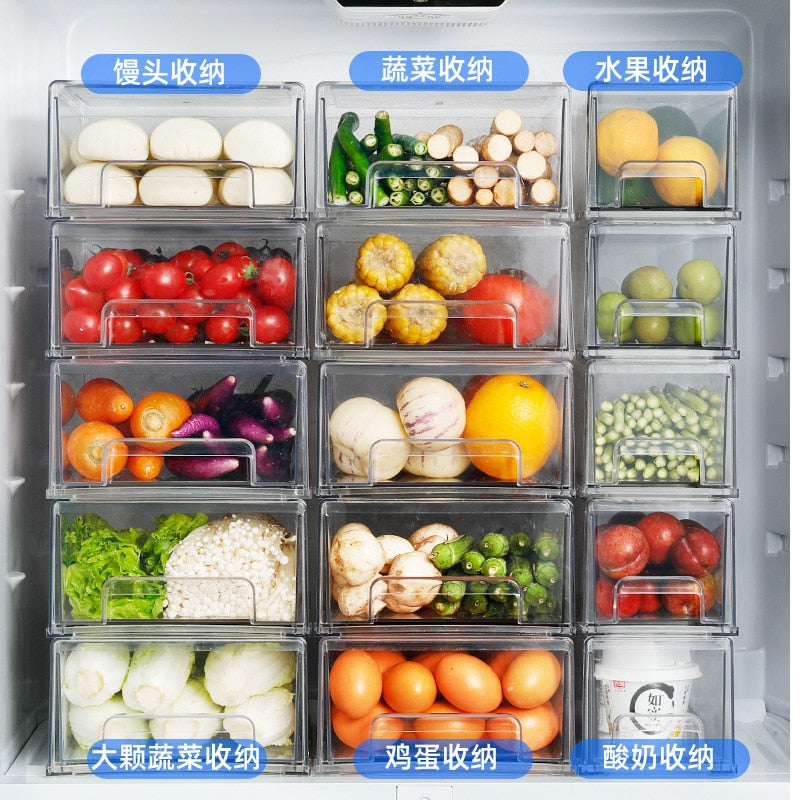 Refrigerator Storage Box Kitchen Food Drawer Storage Food Grade Food ...