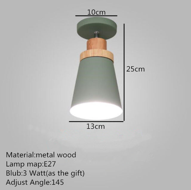 Adjustable LED Ceiling Light Iron Wood Light Fixture Living Room ...