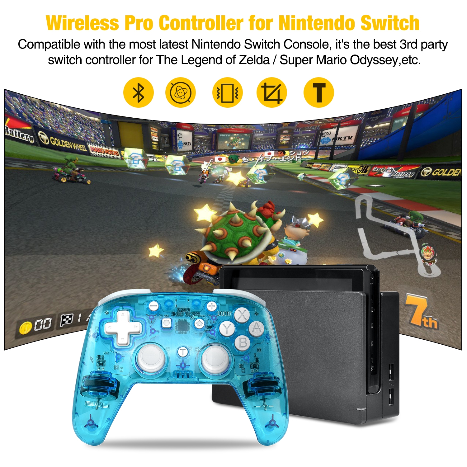 Nintendo Switch Afterglow Wireless Deluxe Controller, 500-137 ...