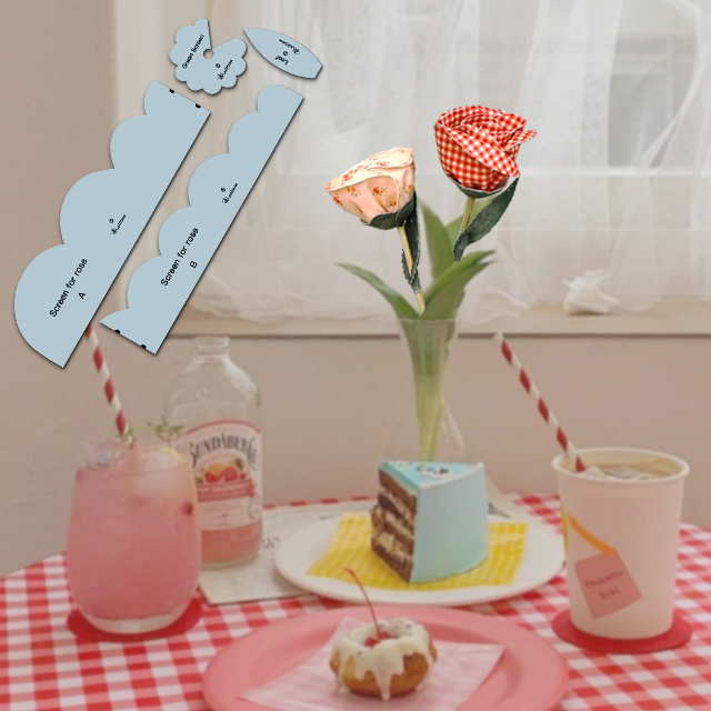 Fabric Roses - With Instructions + Template