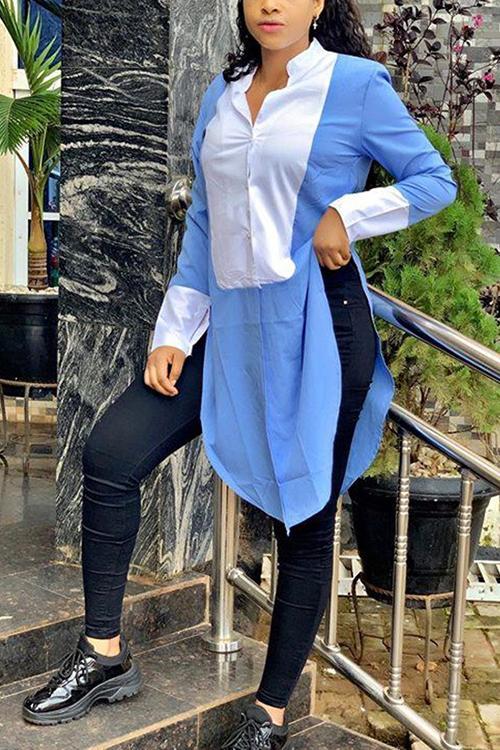 Color Block Side Slit Shirt