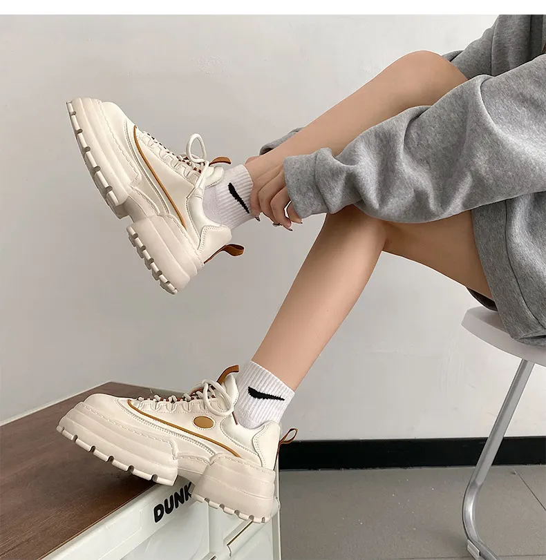 SQUARE TOE LACE UP PLATFORM SHOES (4.5-8.5)