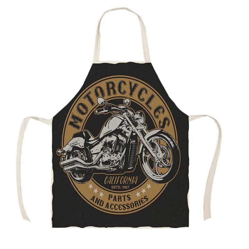 Linen Kitchen Apron - Motorcycle