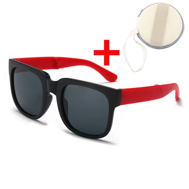 Unisex Folding Sunglasses with Box for Kids Trendy UV400 Outdoor Sun ...
