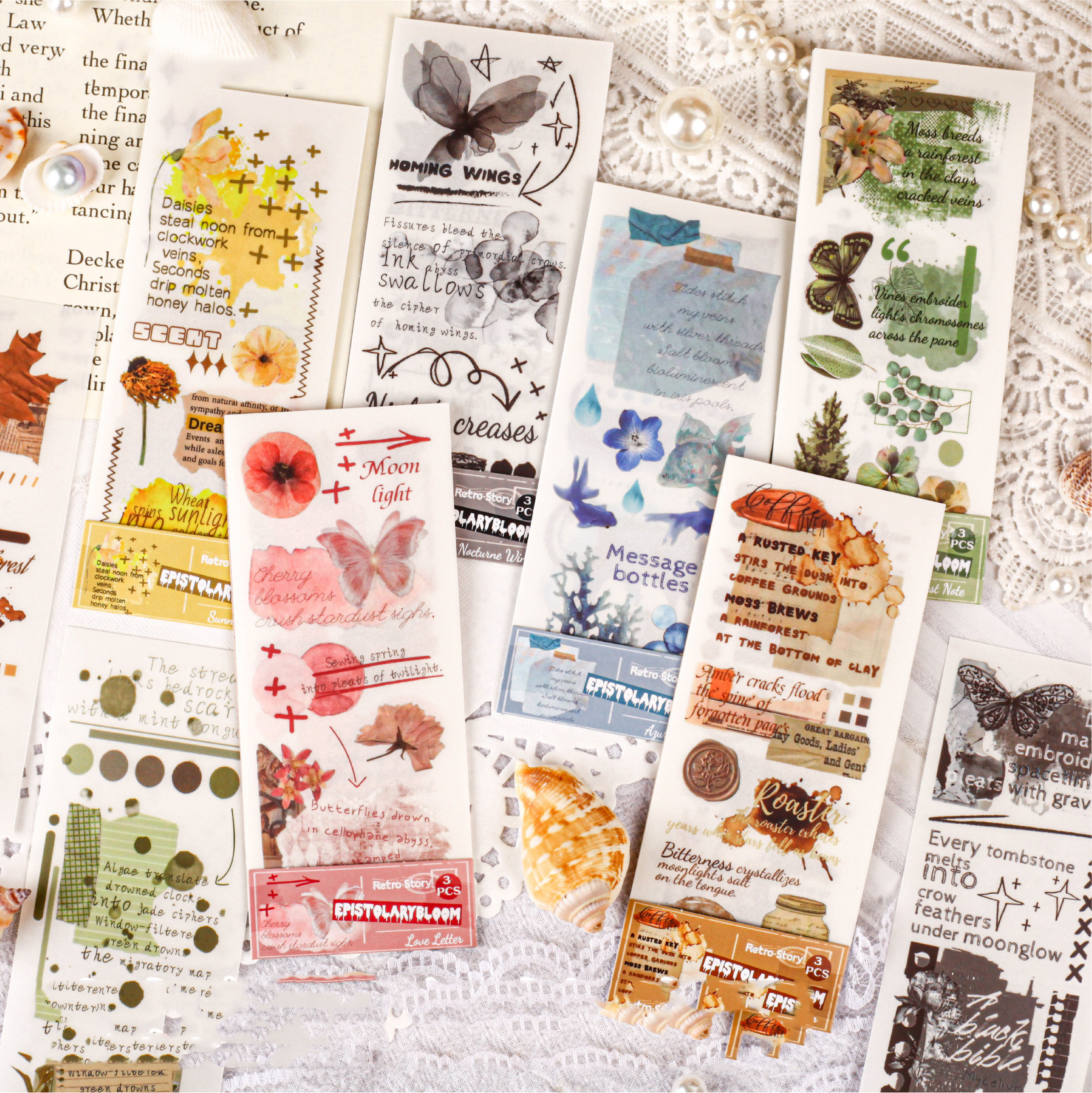PVC Transfer Sticker - Love Letter Murmurs Series Vintage Leaves Smudge ...
