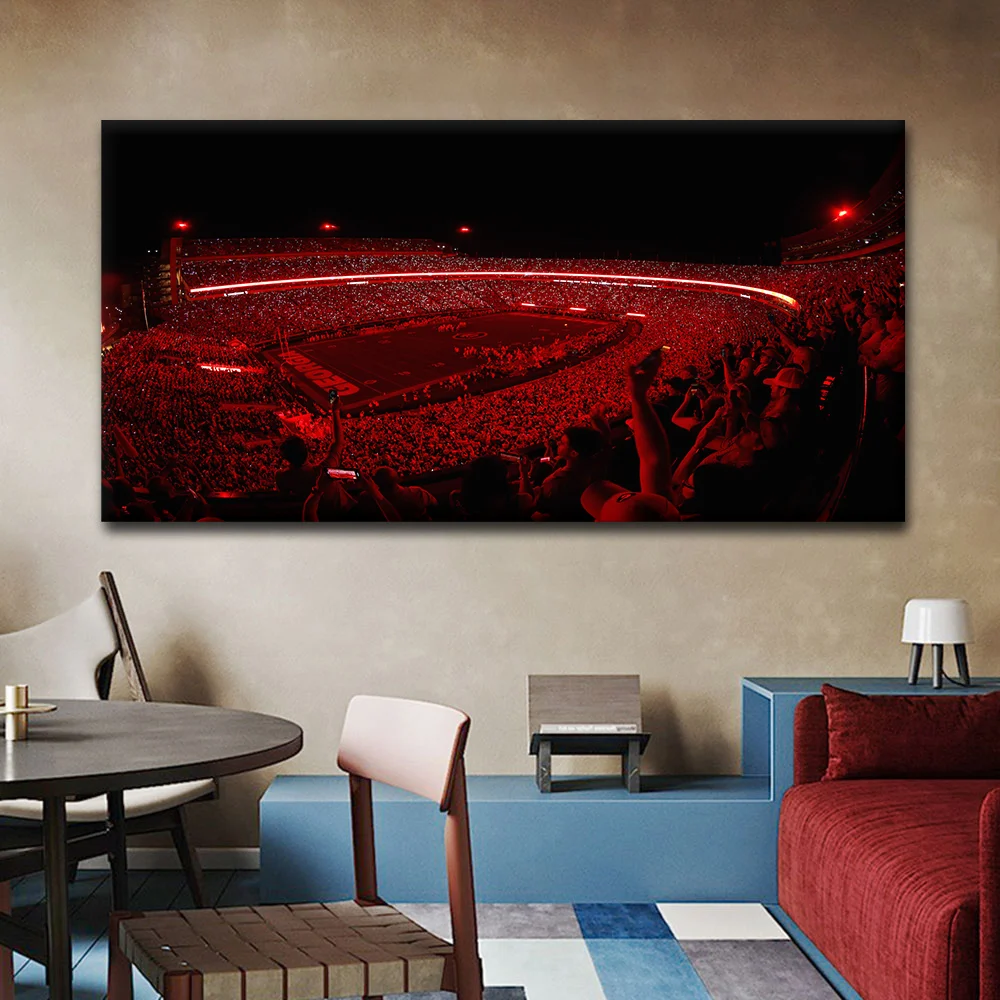 Duck Samford StadiumRed Lights Canvas Wall Art