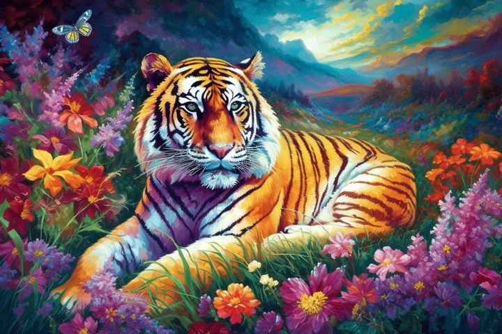DIY Painting By Numbers | Tiger in the Bush - 40*60cm
