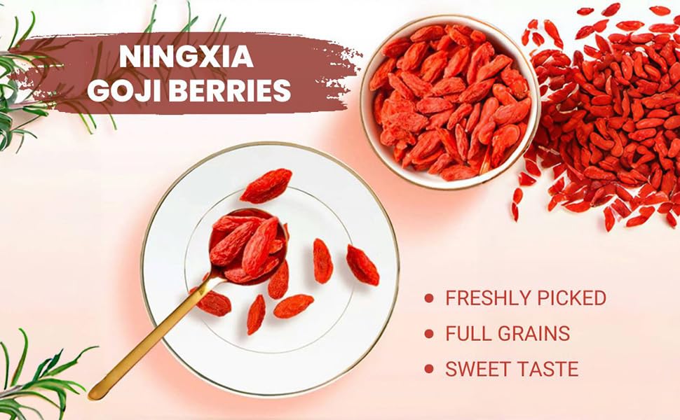 Chinese Dried Goji Berries, 8.8oz/250g 100% Natural Sun-Dried Whole ...