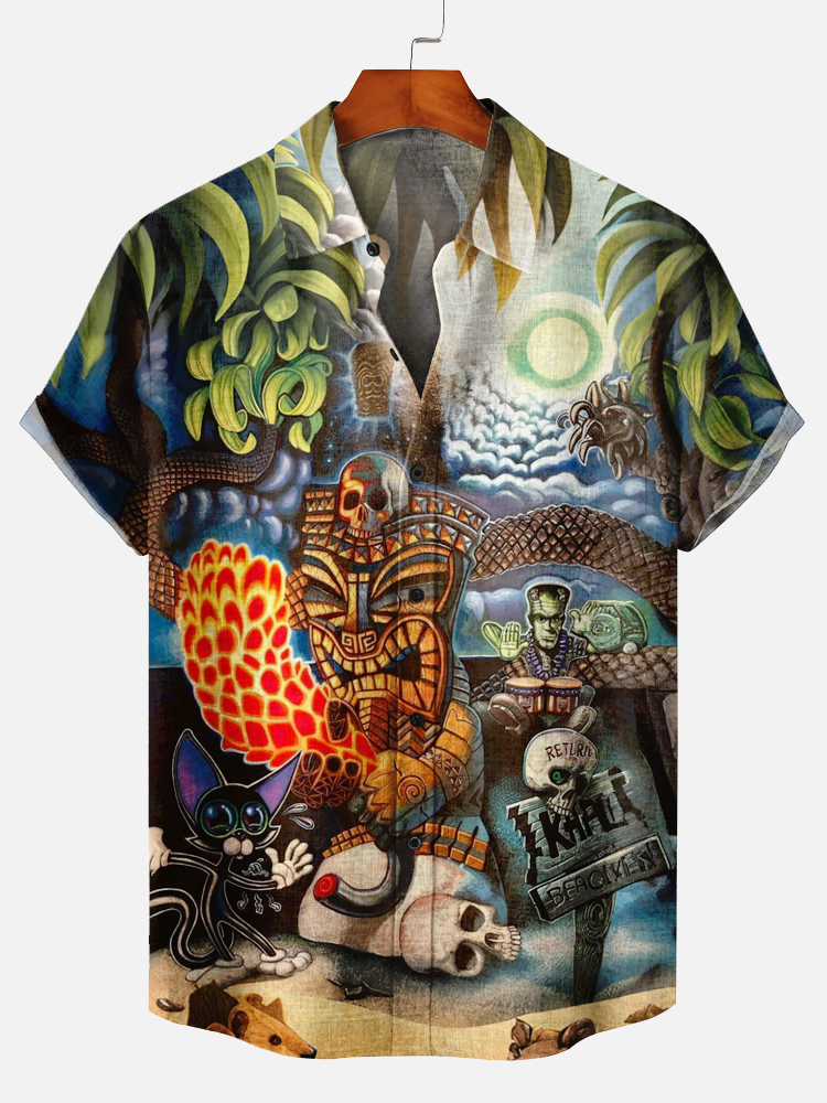 Vintage Hawaiian TiKi Culture Pocket Shirt