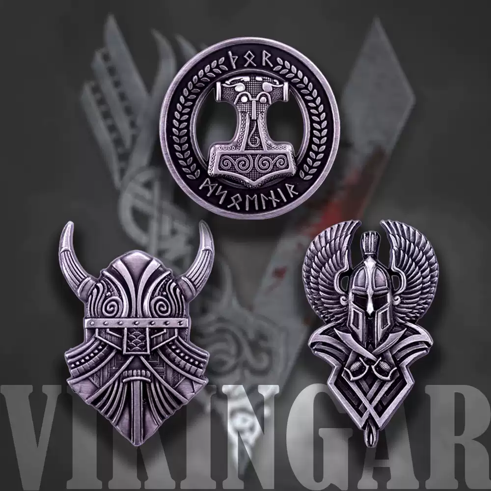 bgcarpenter Vintage Viking Warrior / Odin / Thor's Hammer Viking Badge