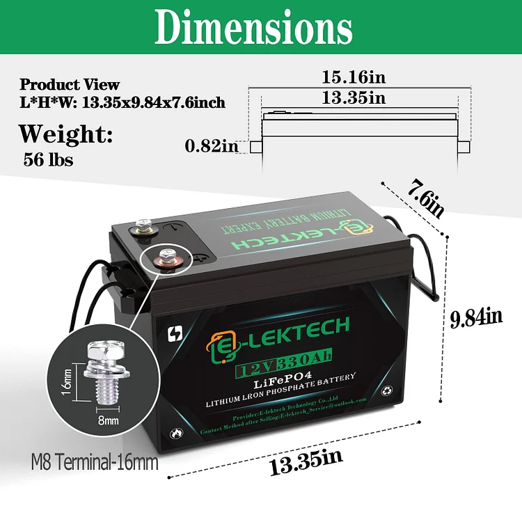 12V 330Ah LiFePO4 Lithium Battery