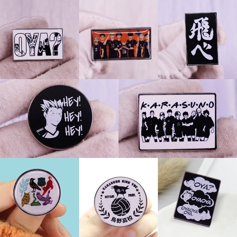 Hot blood volleyball Anime Enamel Pins OYA HEY Crow Cat Cartoon ...