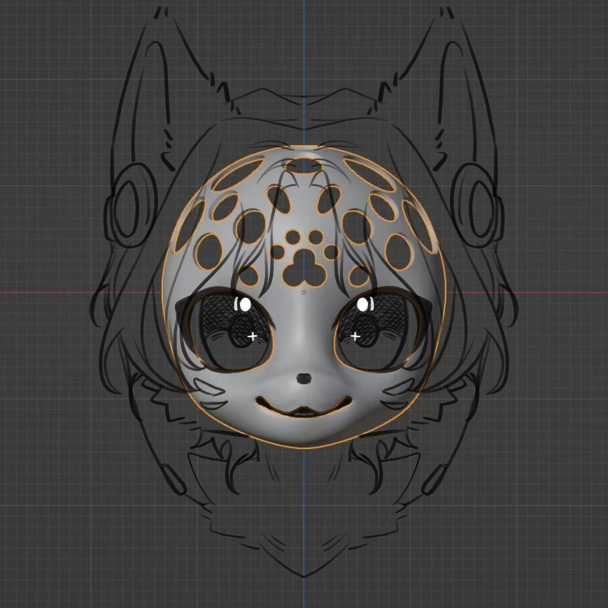 Fursuit Head Base Drawing Felix | Badge Commission For Fluffgr On