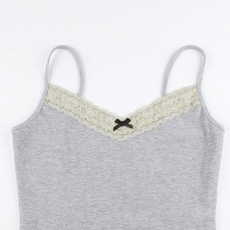 GREY LACE V NECK CAMISOLE