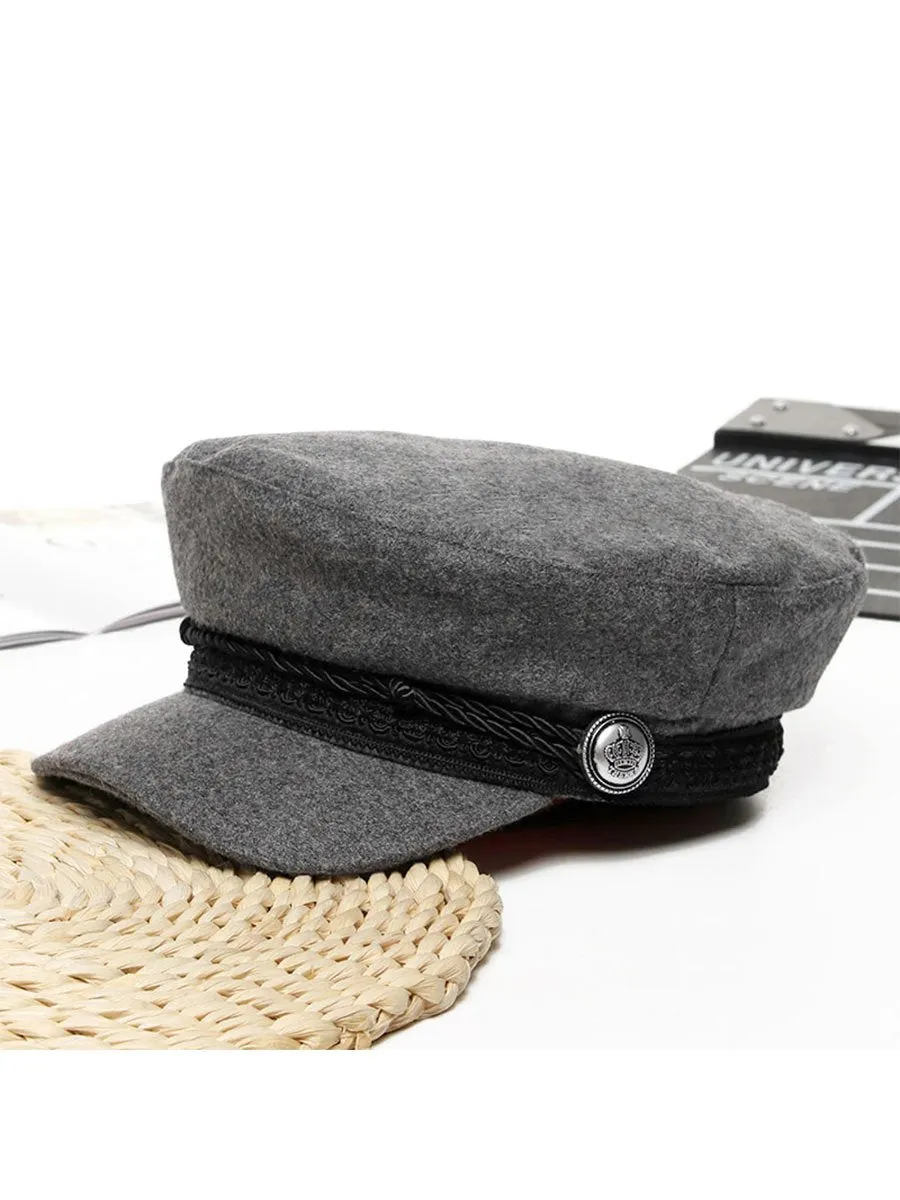 Streetwear Hat Fashion Wool Octagonal Cap