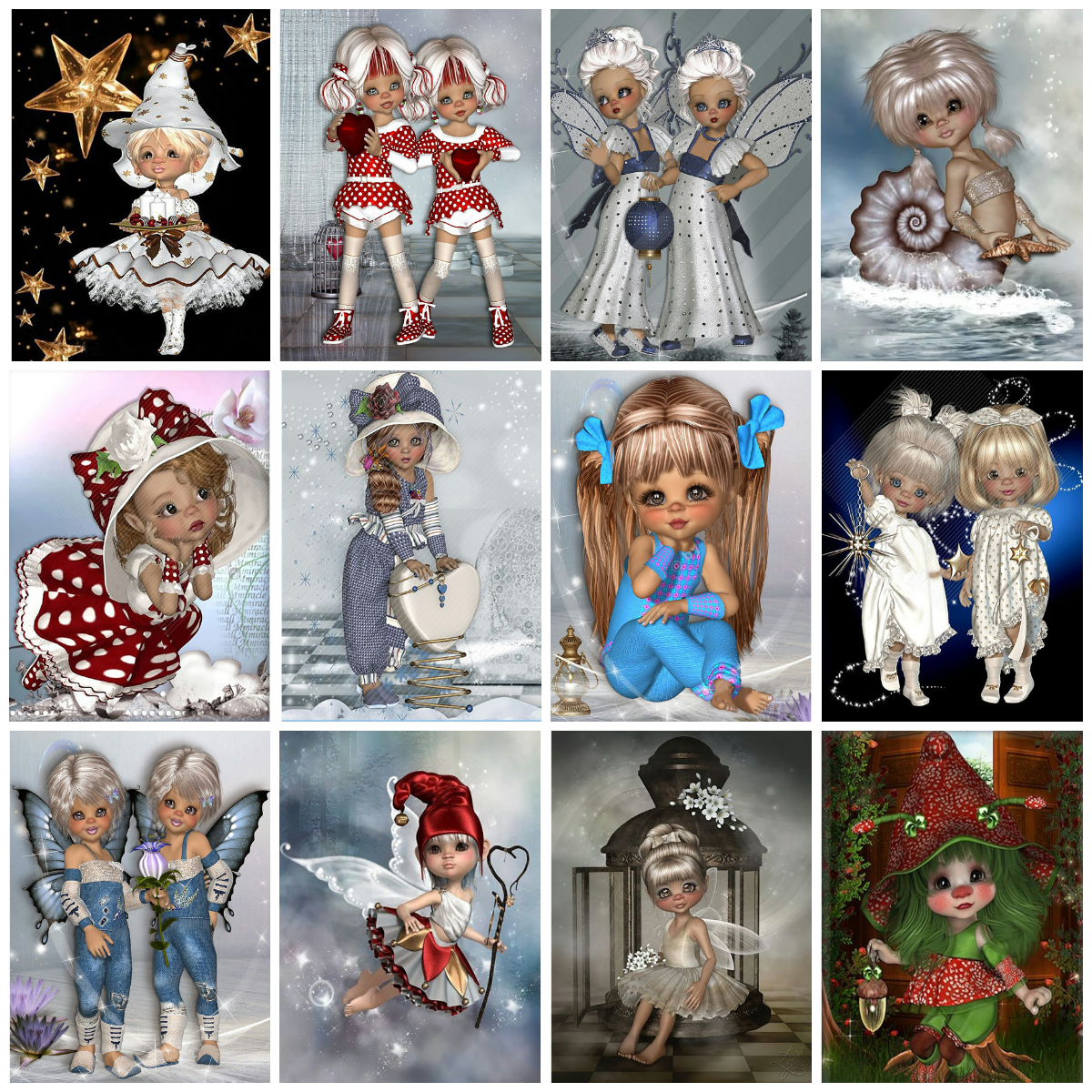 5D DIY Full Round Drill Diamond Painting - Cartoon Dolls