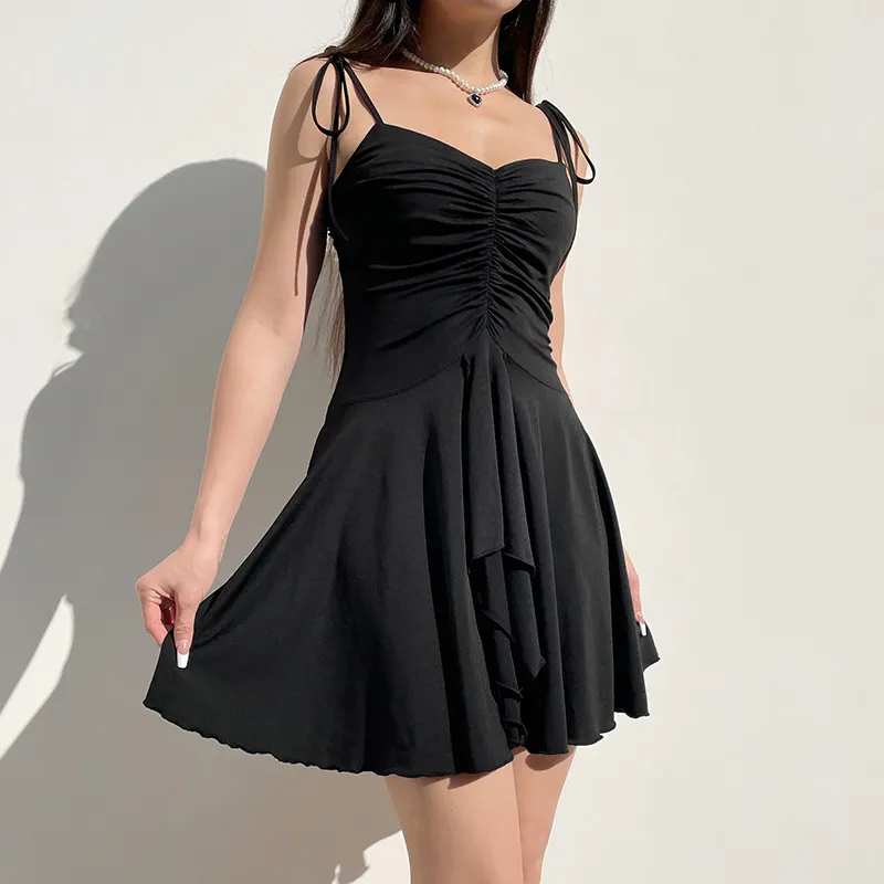 Churchf Maiden Fold Design V-Collar Halter Waist Dress Ins Trend Age ...