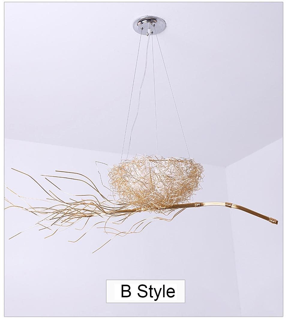 Led Bird Nest Modern Gold Ceiling Chandelier Vintage Oriental ...