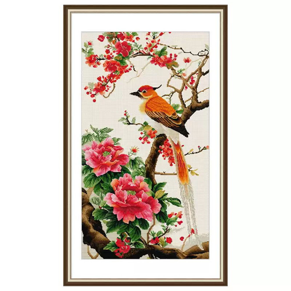 Spring-Fortune Bird- 14CT - 2 Strands Threads Printed cross stitch - 50 ...