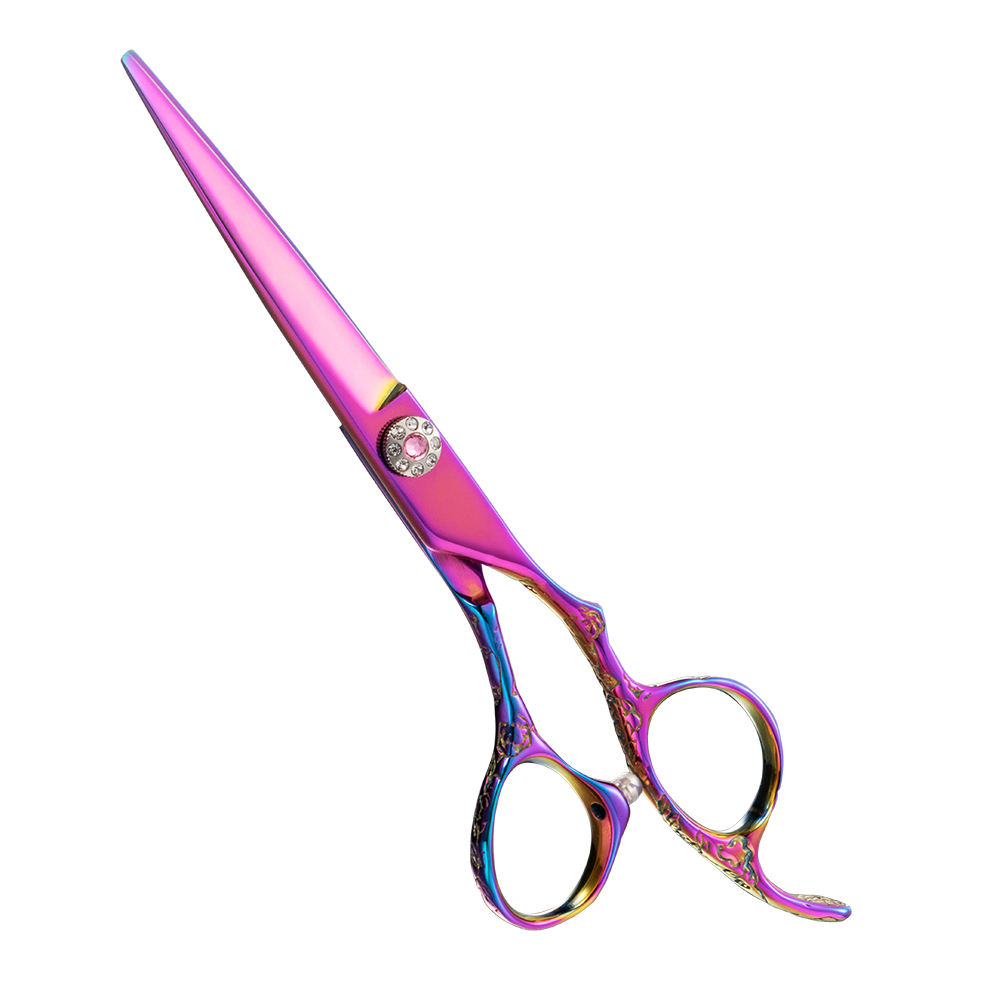 AOLANDUO 6" Pink/Neon Hair Cutting Shears/Barber Scissor-High End ...