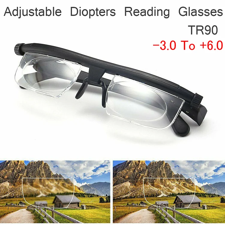 Adjustable Diopters Reading Glasses -3 To +6 Strength Myopia Glasses Reading Glasses TR90 ...